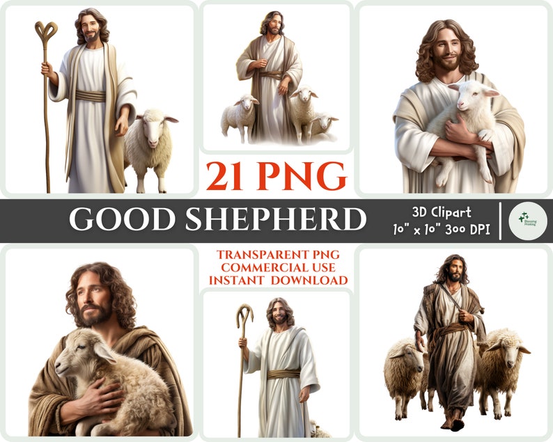 Jesus Good Shepherd PNG 3D Christian Clipart Shepherd Sheep Clipart ...