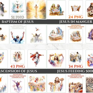 Jesus Watercolor Clipart Bundle Abstract Spiritual Christian Craft PNG ...