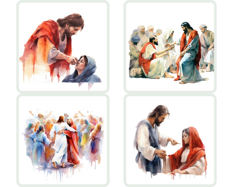 Jesus Healing Clipart PNG Watercolor Bundle Christian Clipart Abstract ...