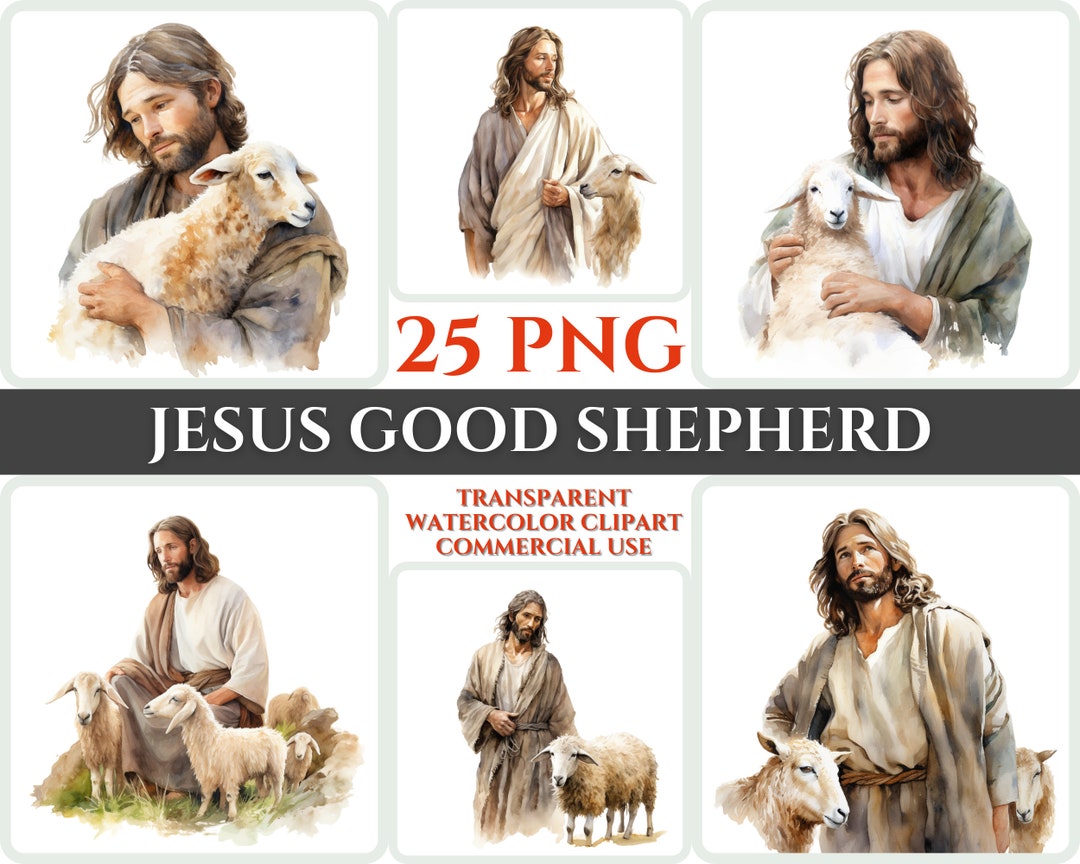 Jesus Good Shepherd Clipart PNG Watercolor Christian Sheep Clipart ...
