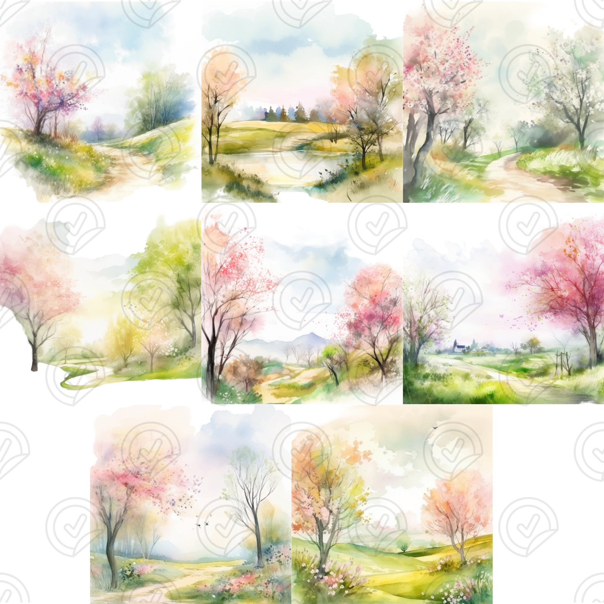 Spring PNG Clipart Watercolor Bundle Spring Transparent Spring Sticker ...