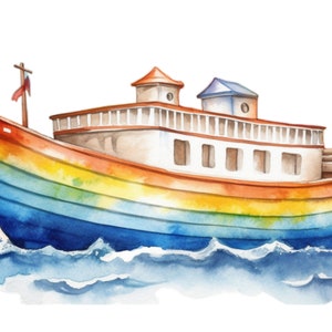 Make Your Own Noah's Ark Clipart PNG Watercolor Bundle Christian ...