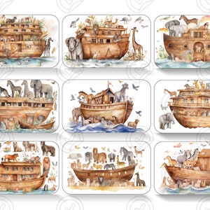 Noah's Ark Clipart PNG Watercolor Bundle Christian Clipart - Etsy