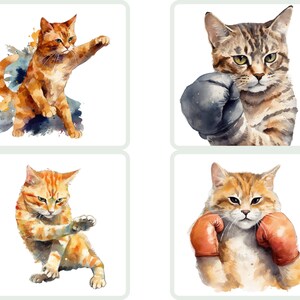 Watercolor Cat Clipart Bundle, Punching Kitten PNG (digital Download ...