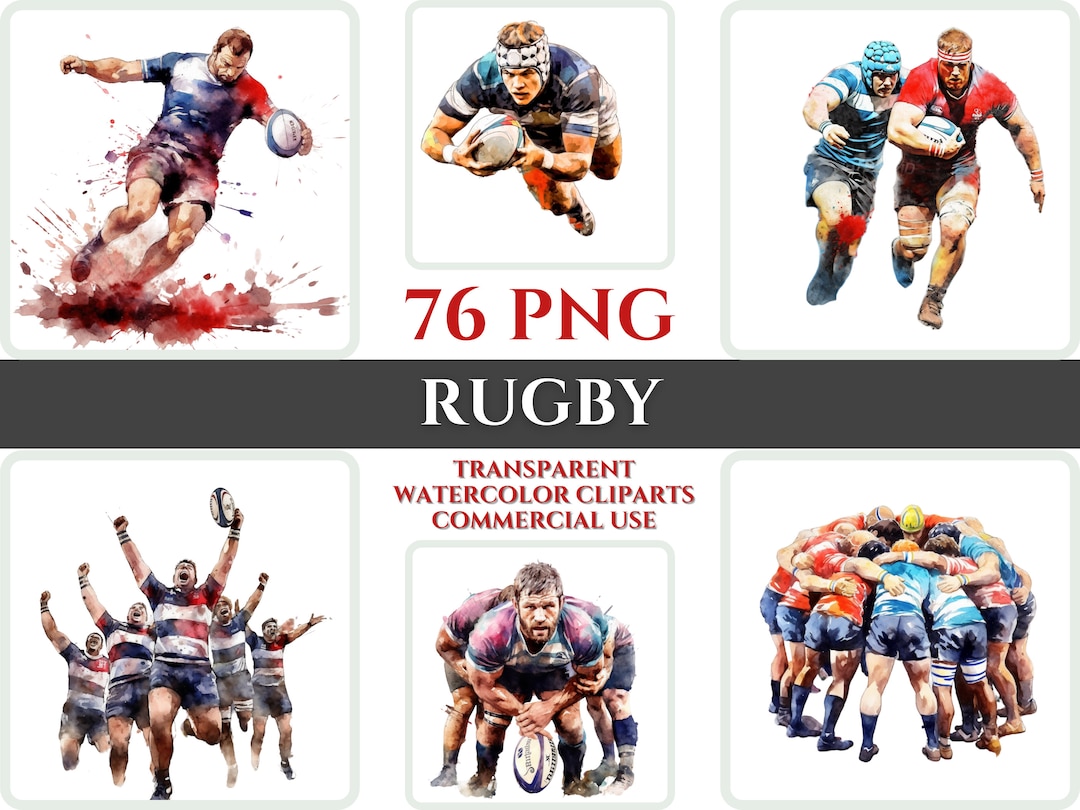 Watercolor Rugby Clipart Bundle Father's Day PNG Rugby Gift for Men ...