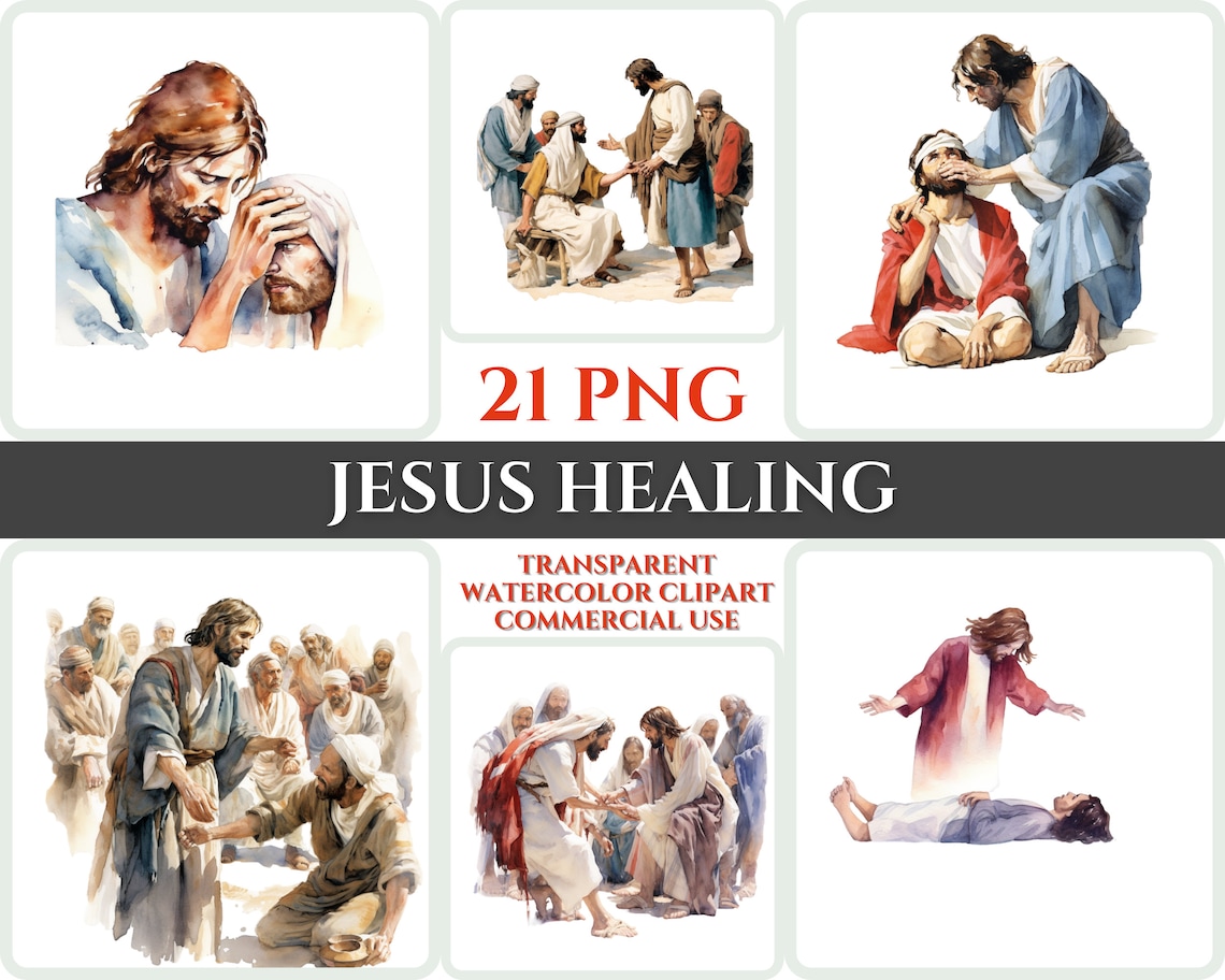 Jesus Healing Clipart PNG Watercolor Bundle Christian Clipart - Etsy