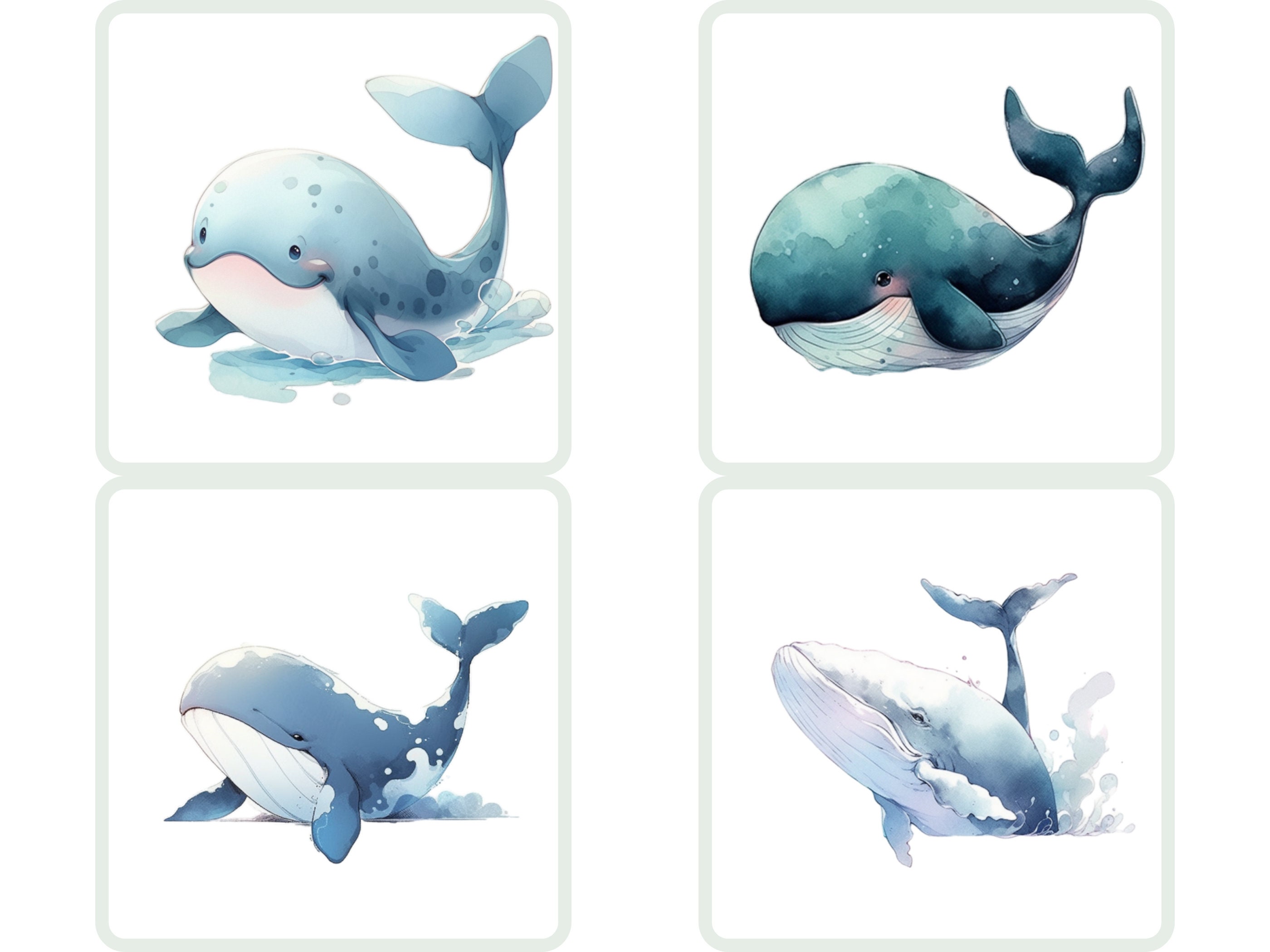 Watercolor Whale Clipart, Nursery Art PNG Bundle (digital Download) - Etsy