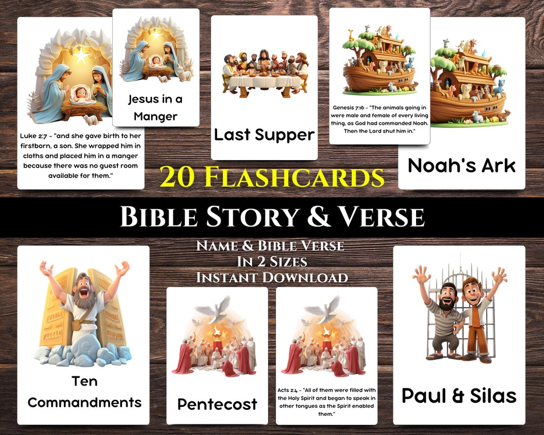 Bible Story Flashcard for Kid & Adult With Verse Montessori - Etsy