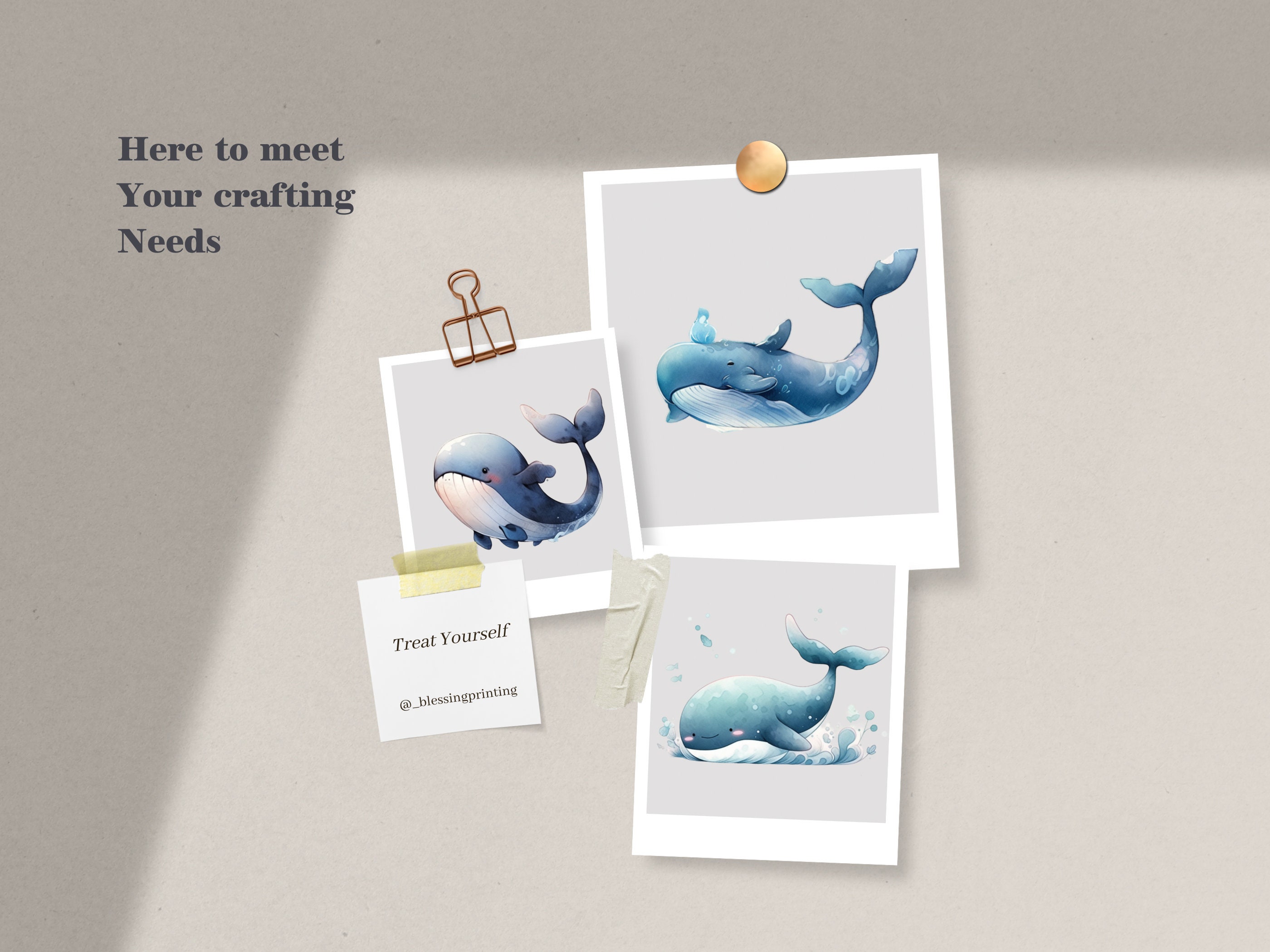 Watercolor Whale Clipart, Nursery Art PNG Bundle (digital Download) - Etsy