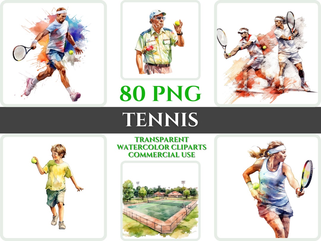 Watercolor Tennis Clipart Bundle Gift for Men PNG Tennis Gift for Women ...
