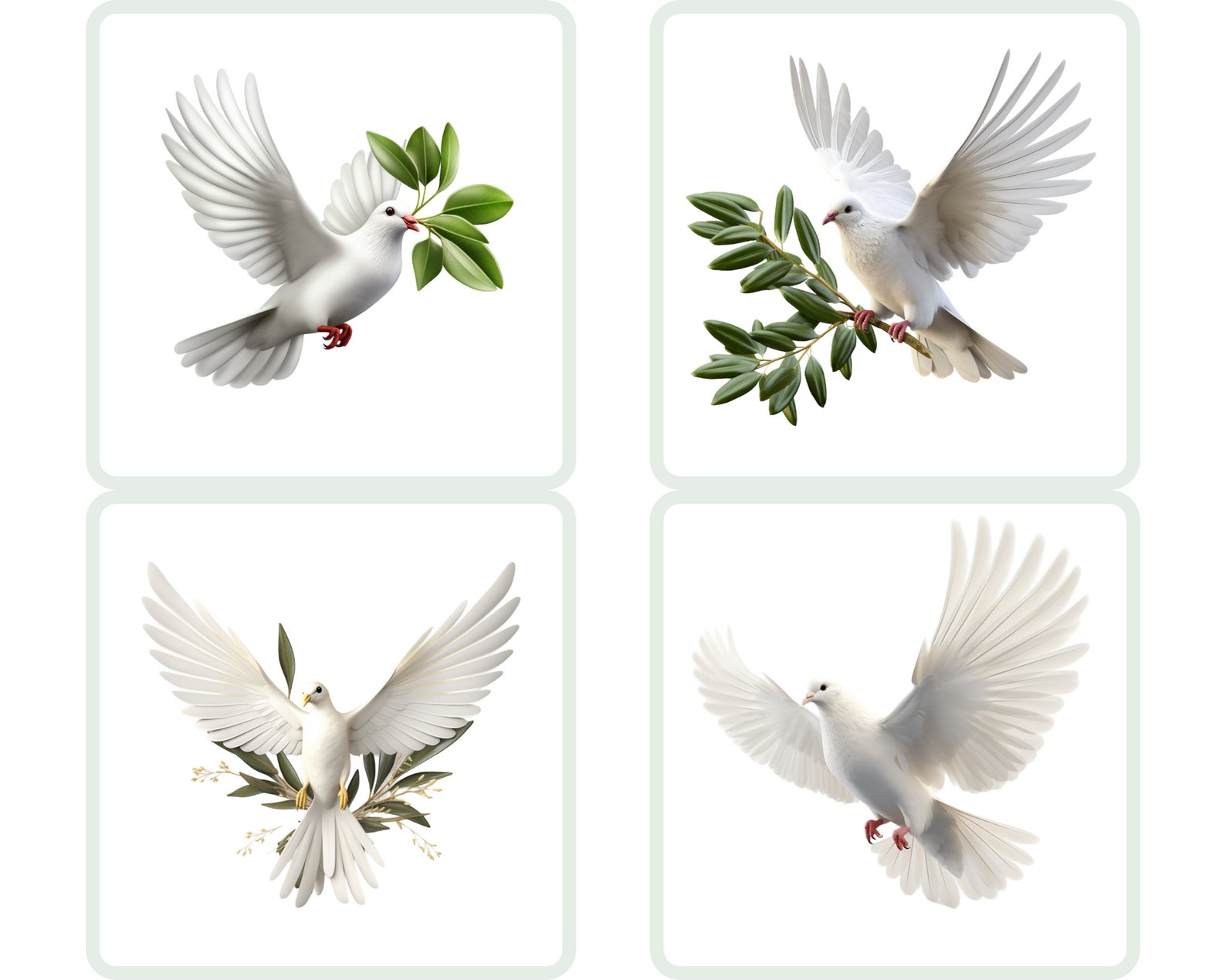 3D Dove PNG Set White Dove Clipart Realistic Dove Gift for Baptism Holy ...