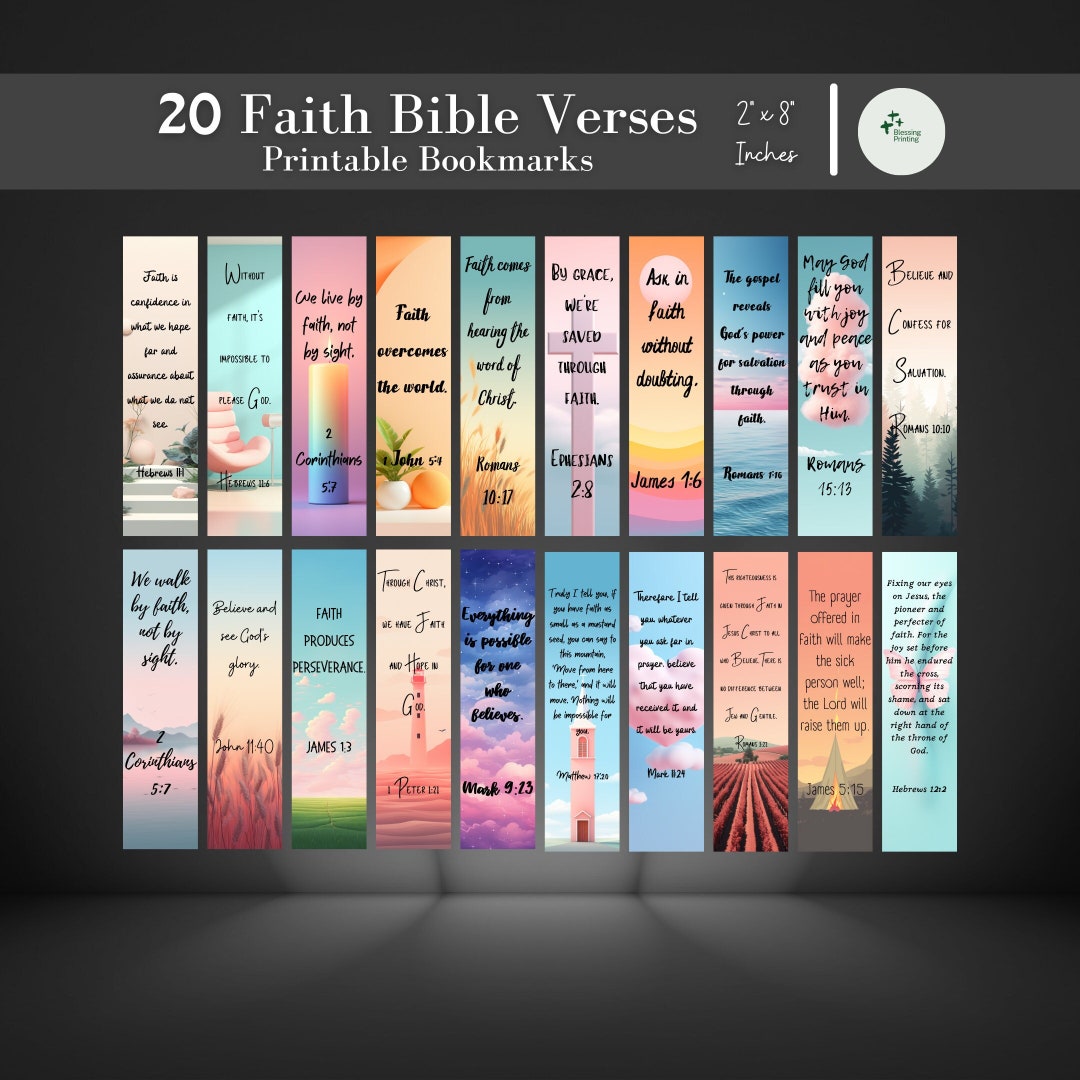 Faith Bible Verse Bookmarks, Set of 20 (digital Download) - Etsy