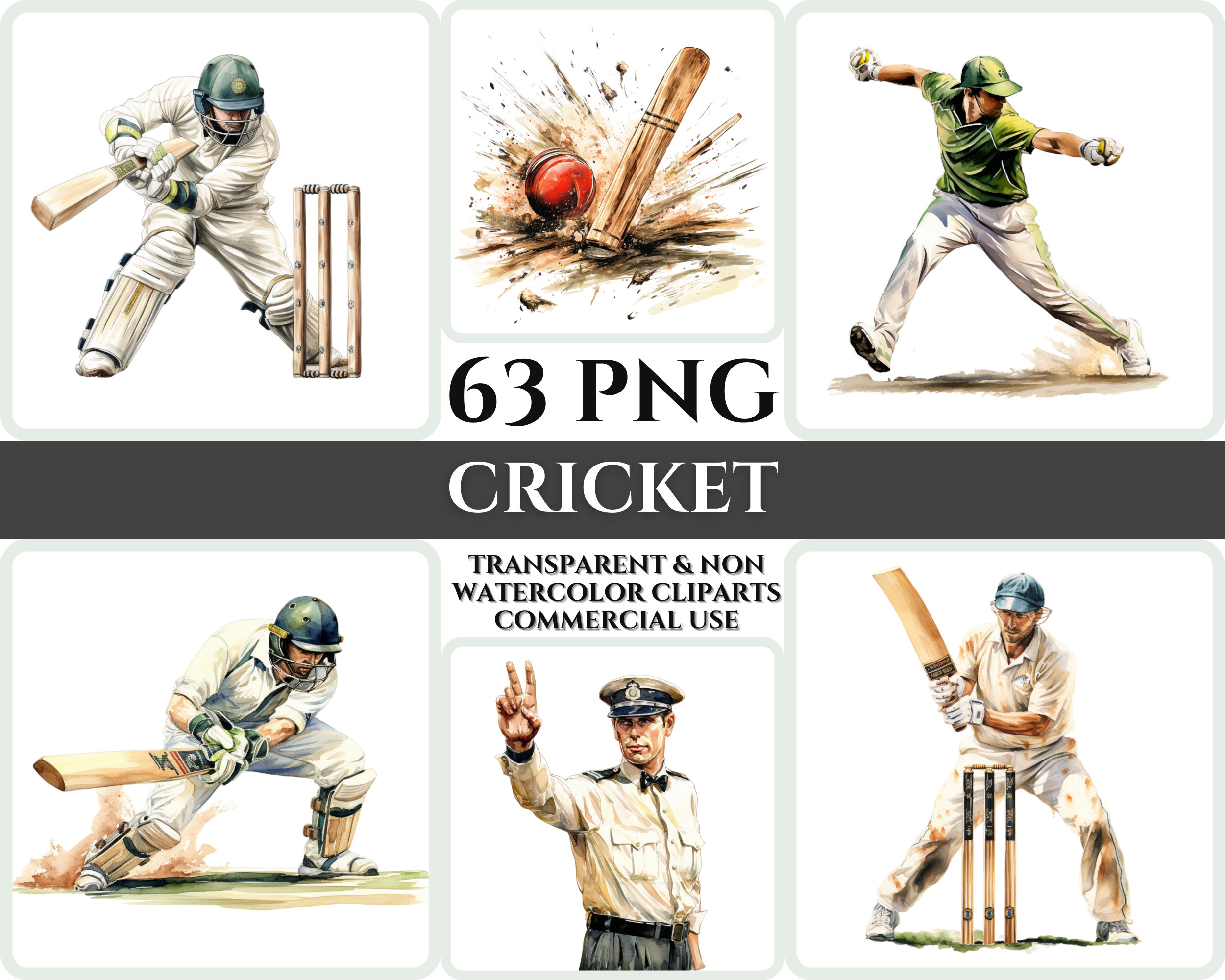 Watercolor Cricket Clipart Bundle, Sport PNG (digital Download) - Etsy
