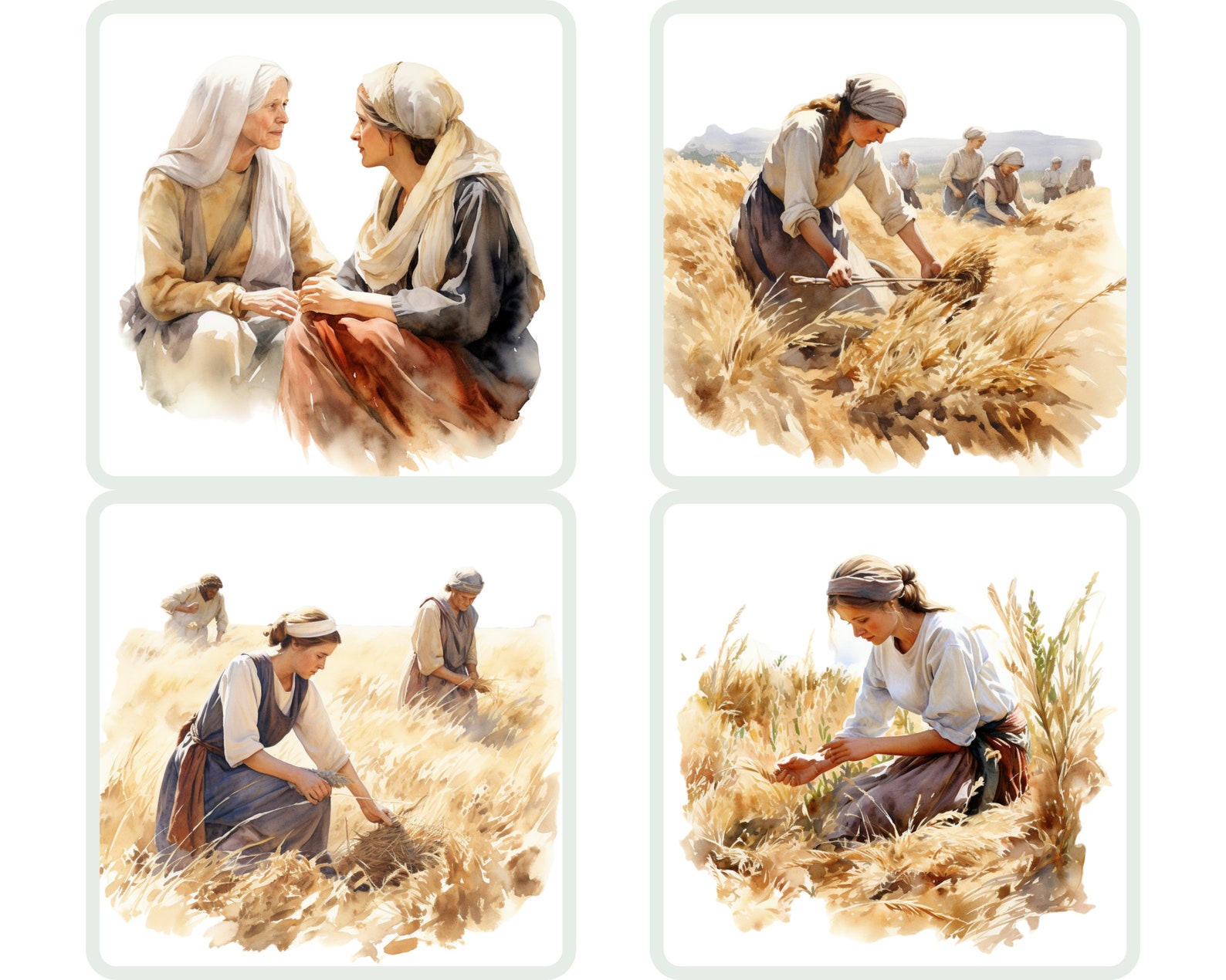 Ruth and Naomi PNG Clipart Watercolor Christian Gift Clipart Abstract ...