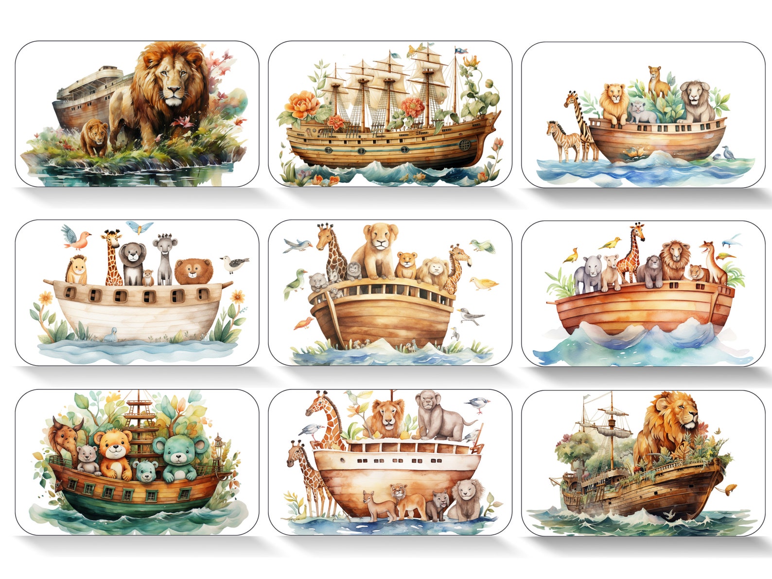 Aquarell Noah's Arche Clipart Bundle, Christian PNG Set (digitaler ...