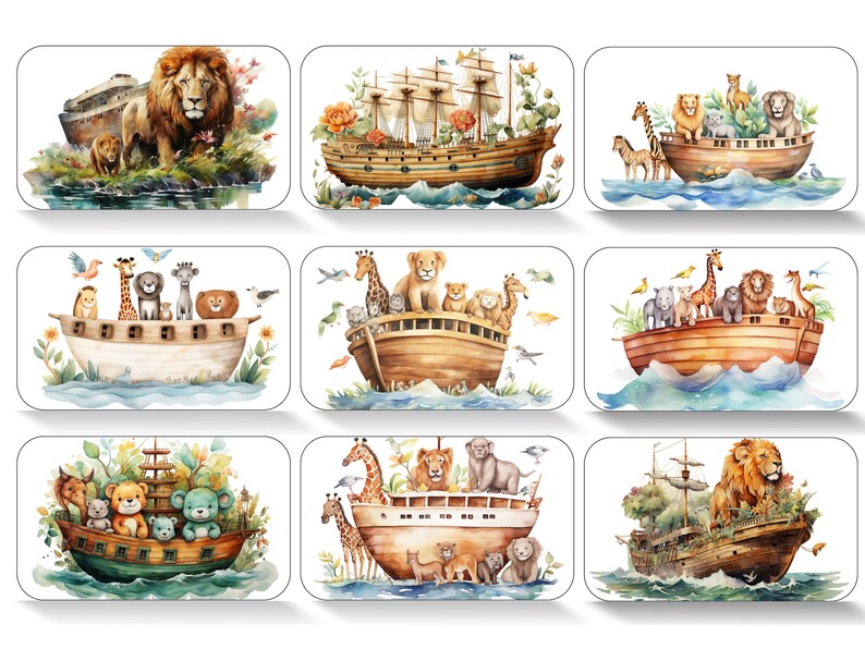 Noah's Ark Clipart PNG Watercolor Bundle Christian Clipart - Etsy