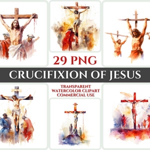 Crucifixion of Jesus Clipart PNG Watercolor Bundle Christian Clipart ...