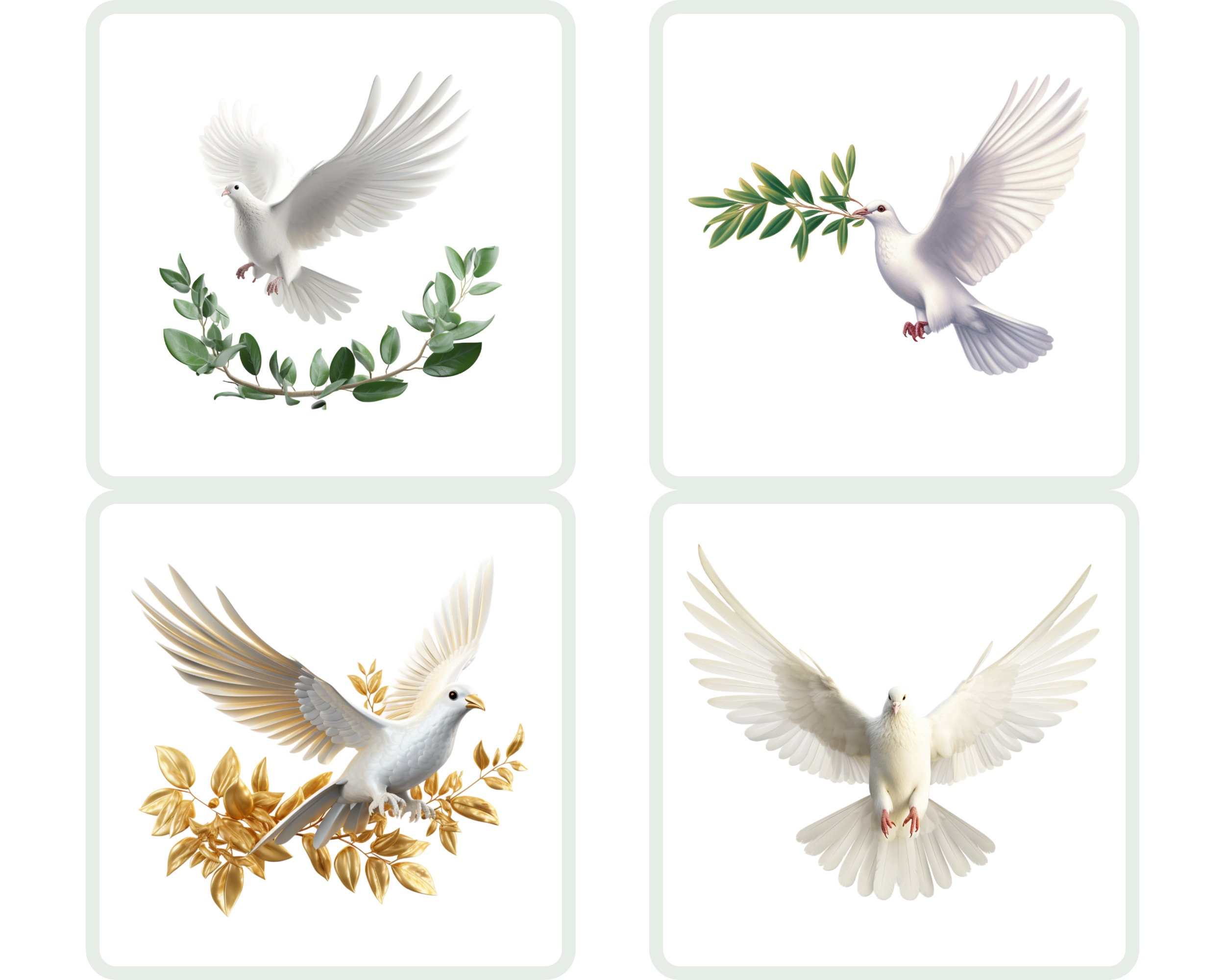 3D Dove PNG Set White Dove Clipart Realistic Dove Gift for Baptism Holy ...
