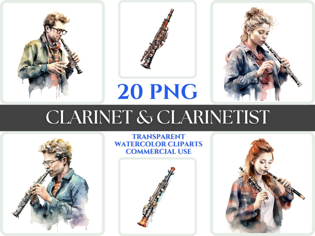 Sublimation Clarinet Playing Man Watercolor Clipart Clarinetist Woman ...