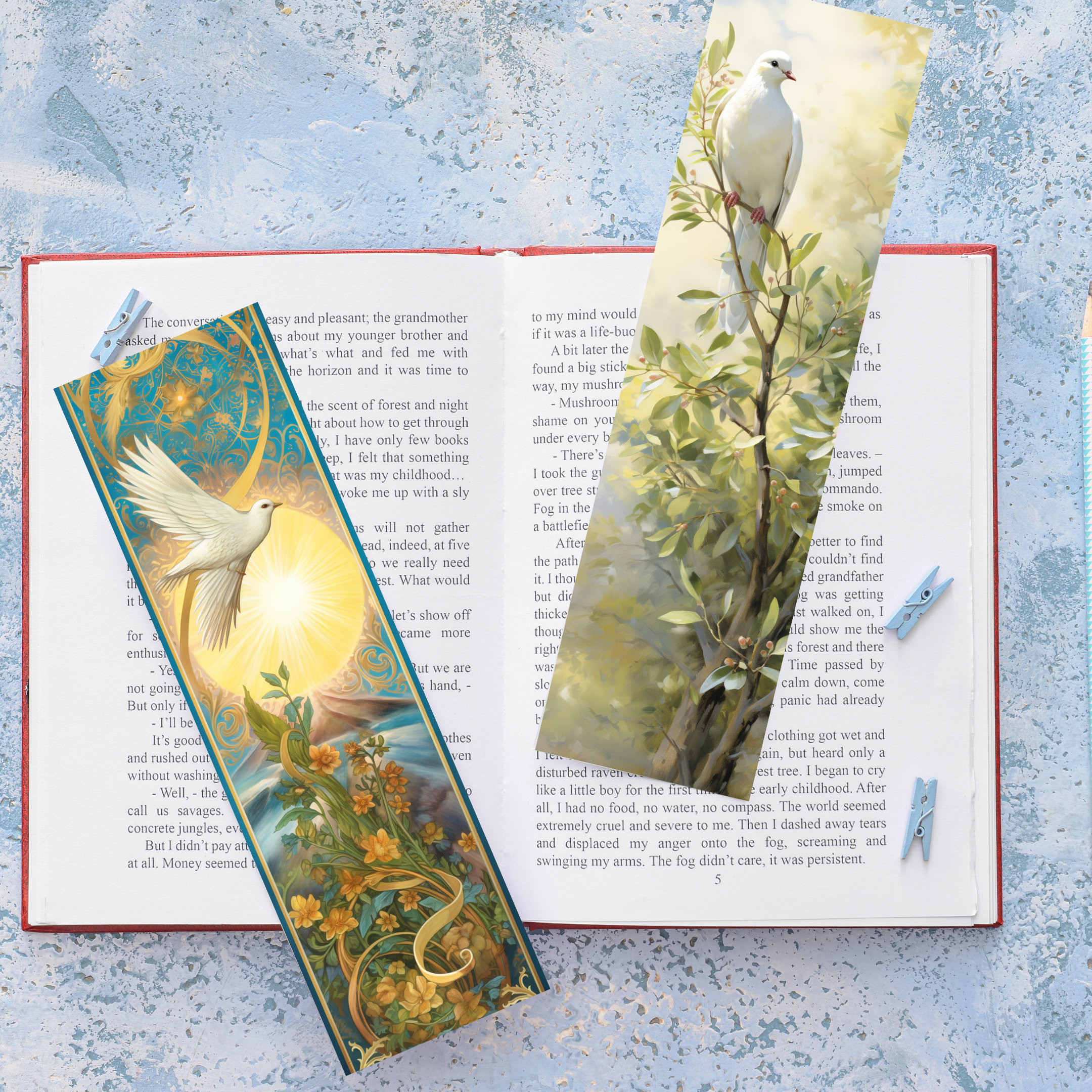 Printable Dove Bookmark Set of 5 Christian Baptism Gift for Man and ...