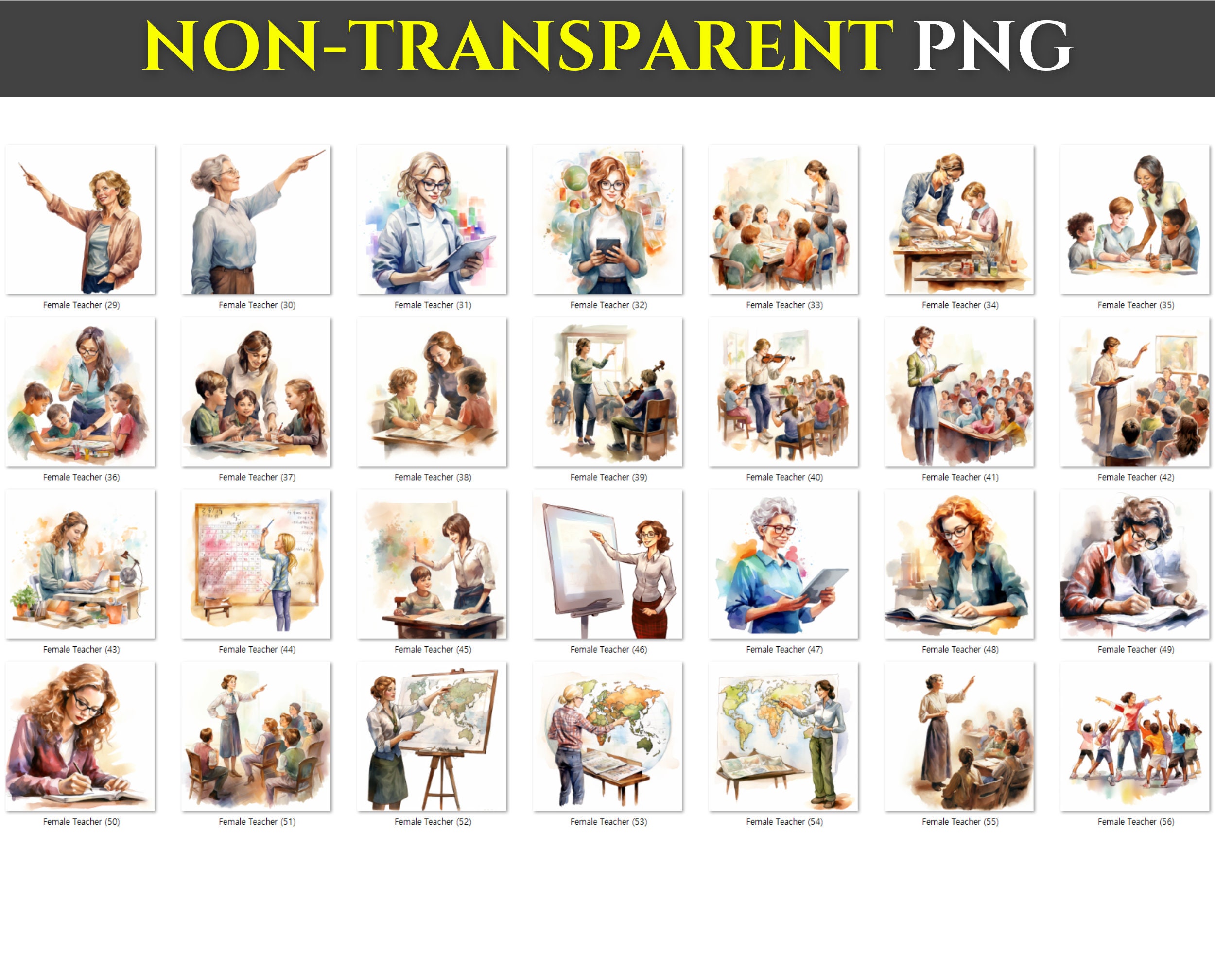 Watercolor Female Teacher Clipart School Education Clip Art - Etsy