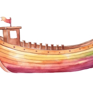 Make Your Own Noah's Ark Clipart PNG Watercolor Bundle Christian ...