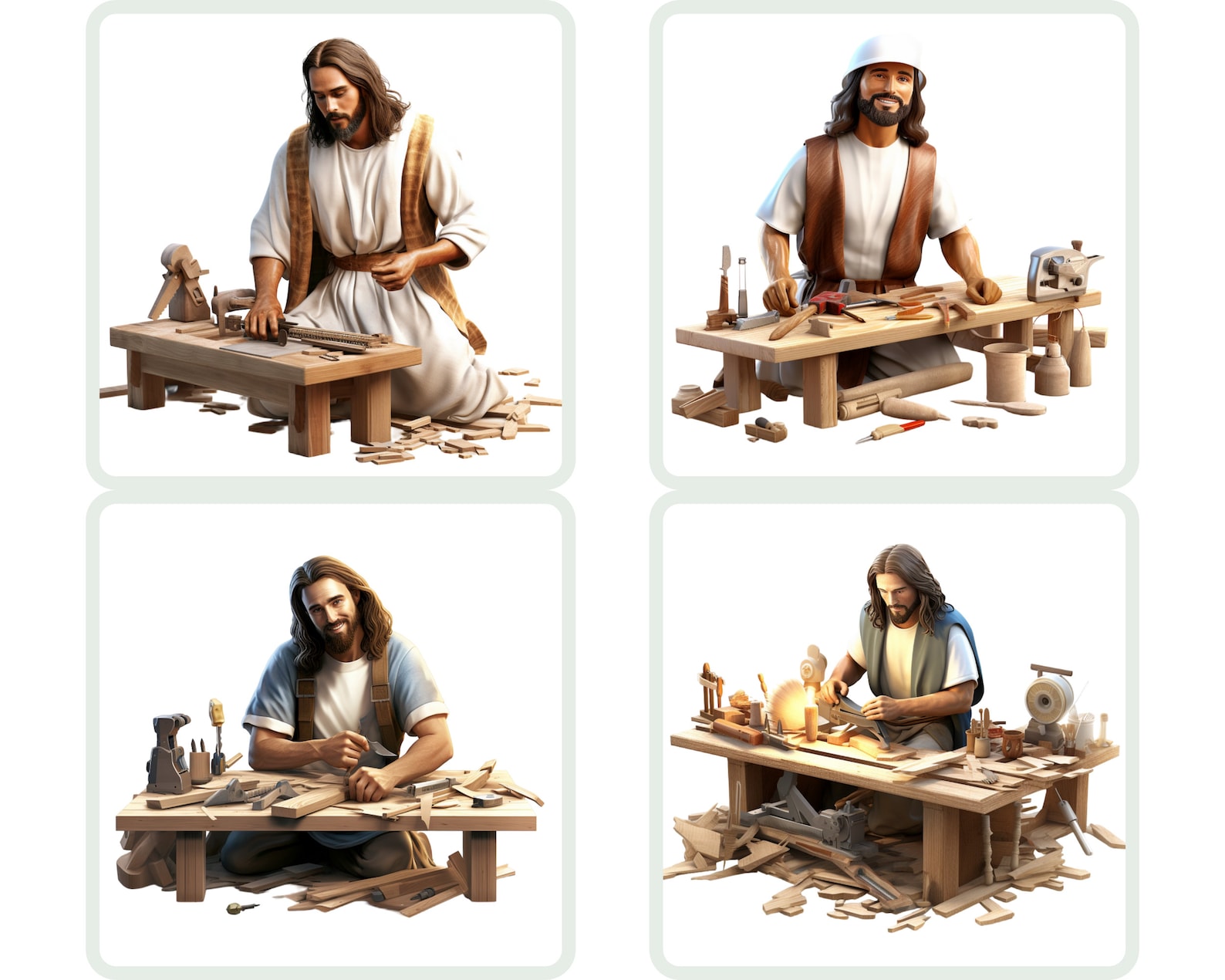 Carpenter Jesus 3D Clipart, Christian PNG Bundle (digital Download) - Etsy