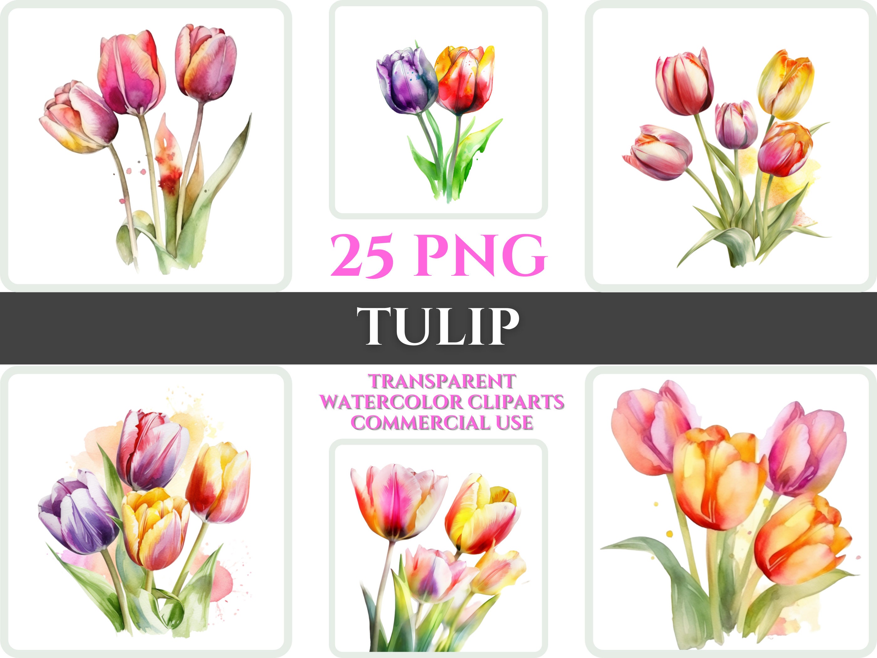 Watercolor Tulip Clipart PNG Flower Blossom Image Romantic File ...
