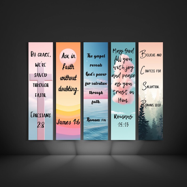 Printable Faith Bible Verse Bookmark Set of 20 Christian Baptism Gift ...