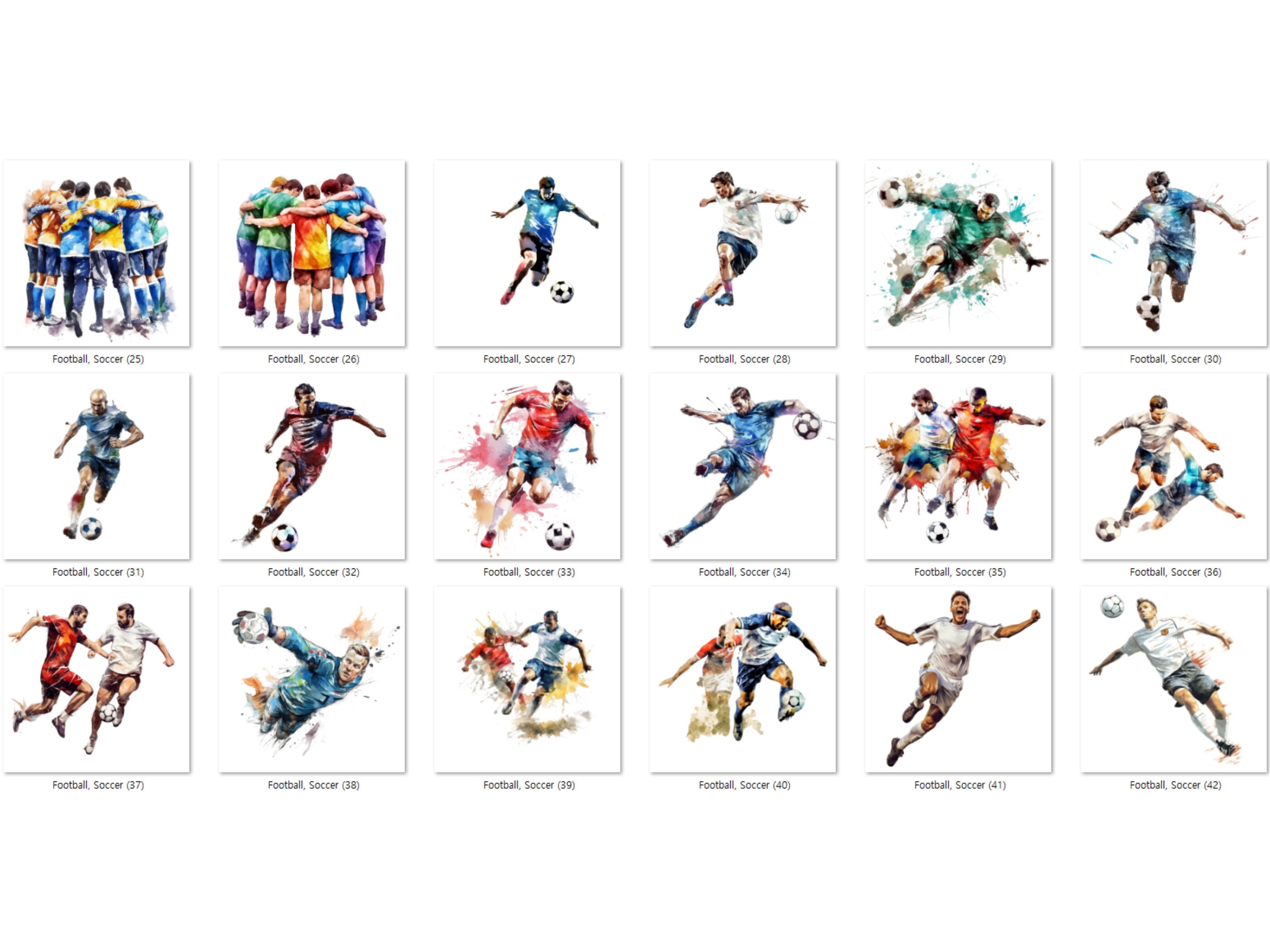 Watercolor Football Clipart Bundle Father's Day PNG Soccer - Etsy UK