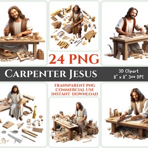 Carpenter Jesus 3D Clipart, Christian PNG Bundle (digital Download) - Etsy