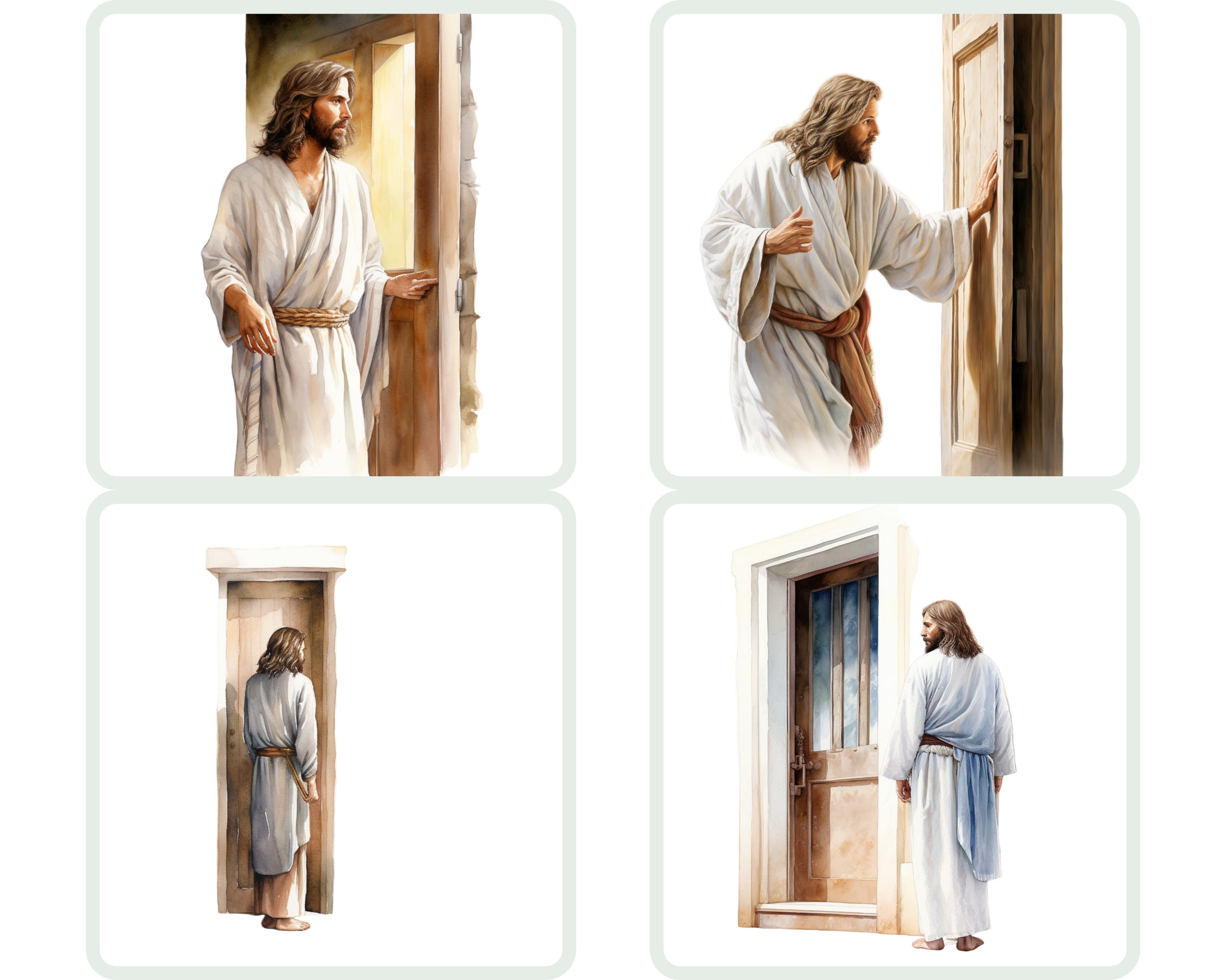 Jesus at Door Watercolor Clipart, Christian PNG Image (digital Download ...
