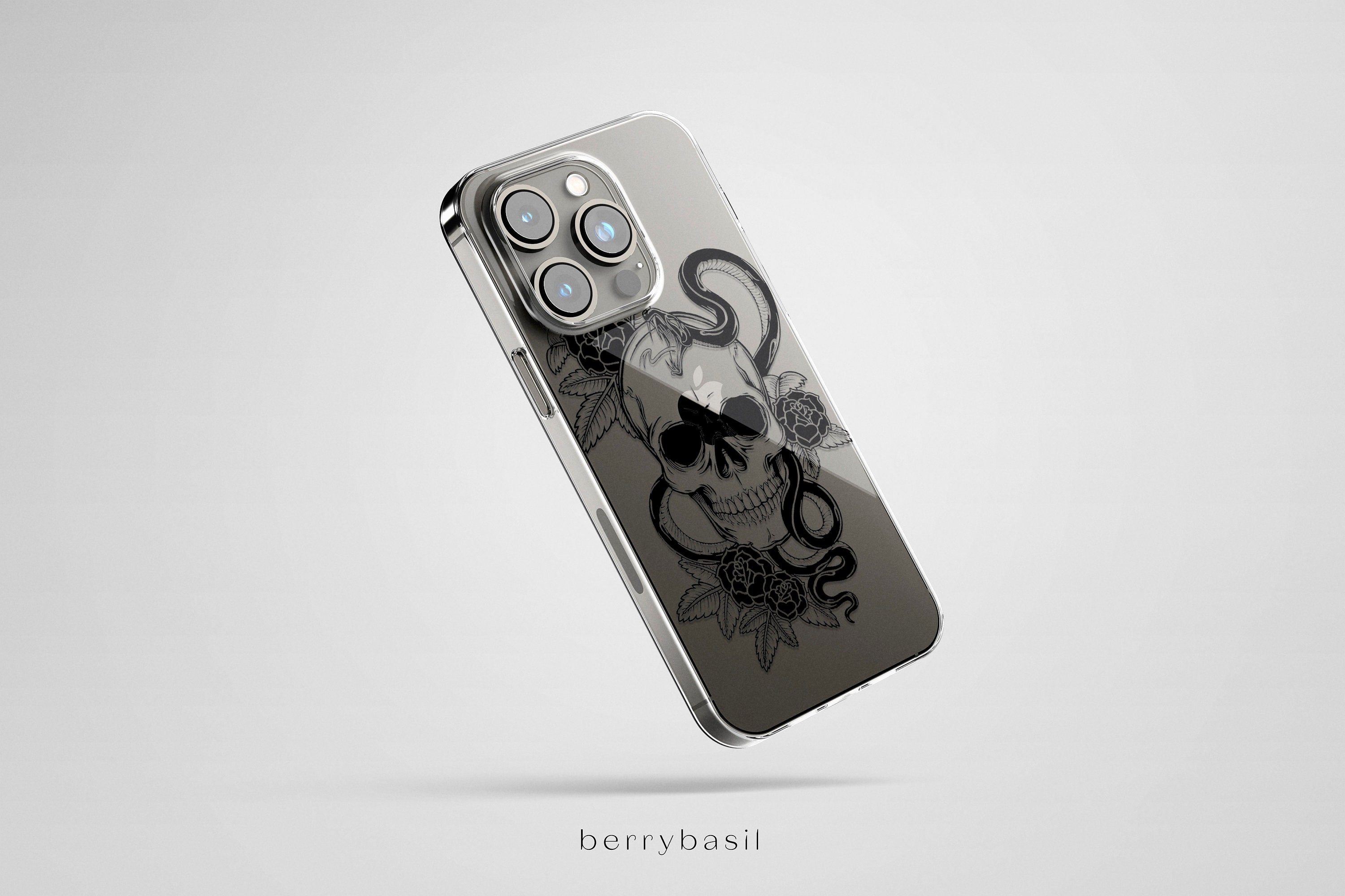Snake Skull Tattoo Phone Case for iPhone 15 Plus, 15 Pro Max, 14 Plus ...