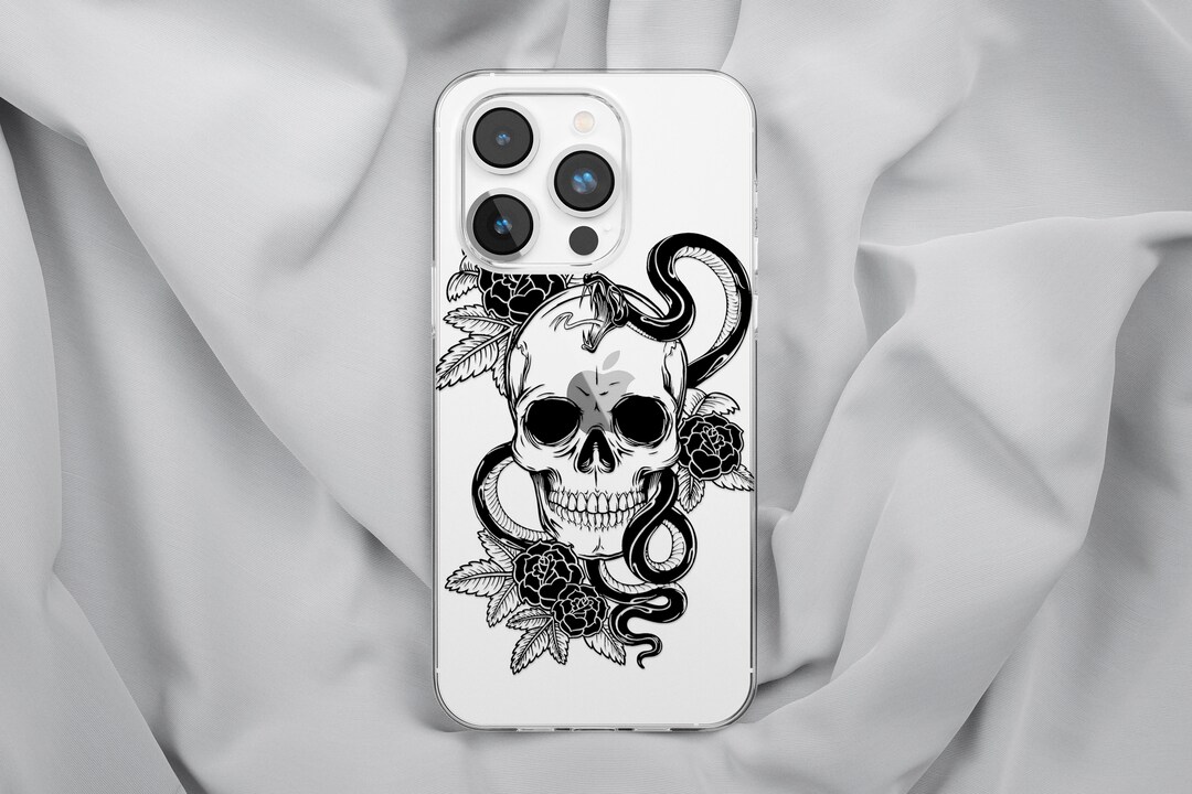 Snake Skull Tattoo Phone Case for iPhone 15 Plus, 15 Pro Max, 14 Plus ...