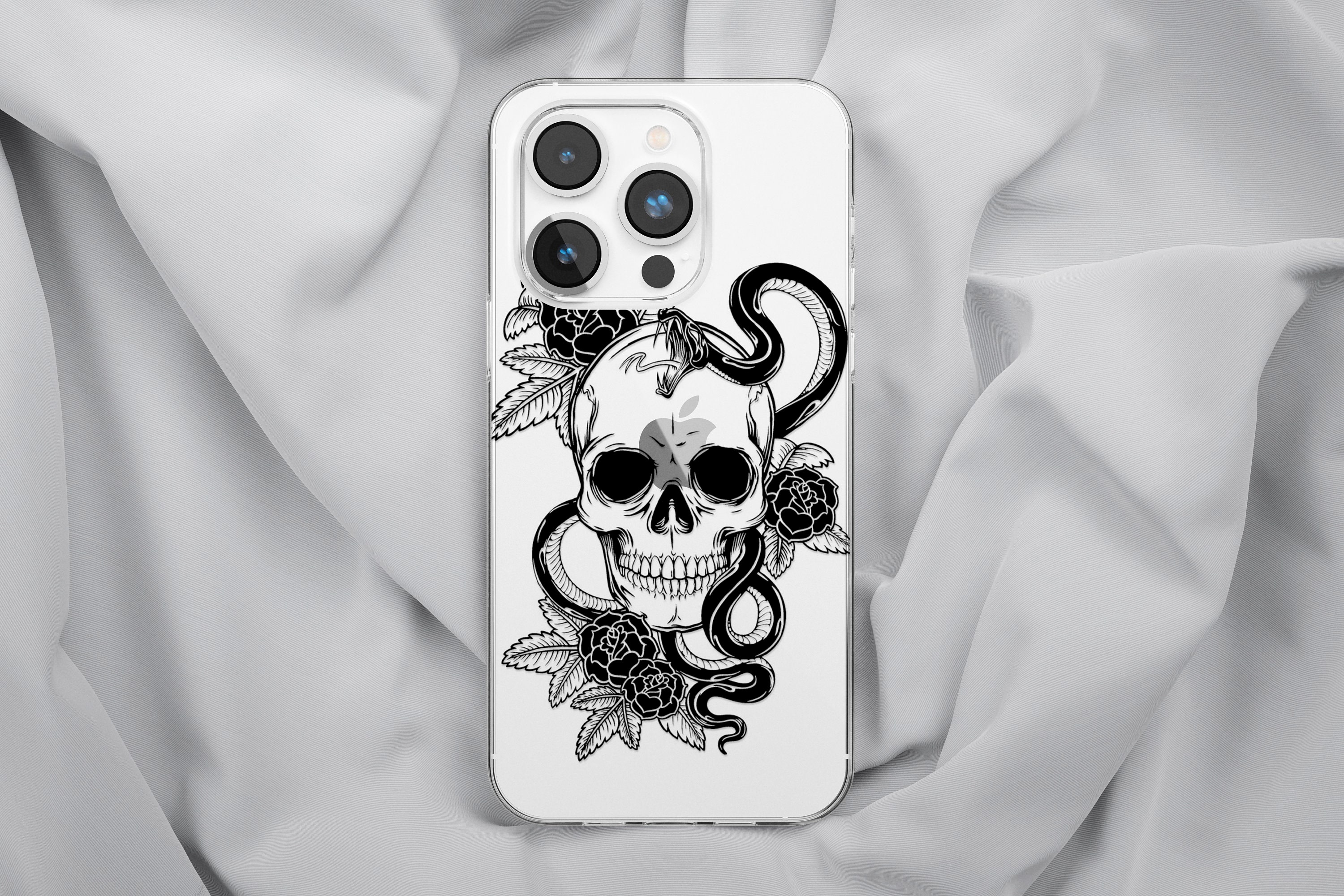 Snake Skull Tattoo Phone Case for iPhone 15 Plus, 15 Pro Max, 14 Plus ...