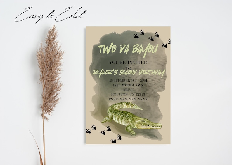 Two Da Bayou Second Birthday Party Invitation Template - Etsy