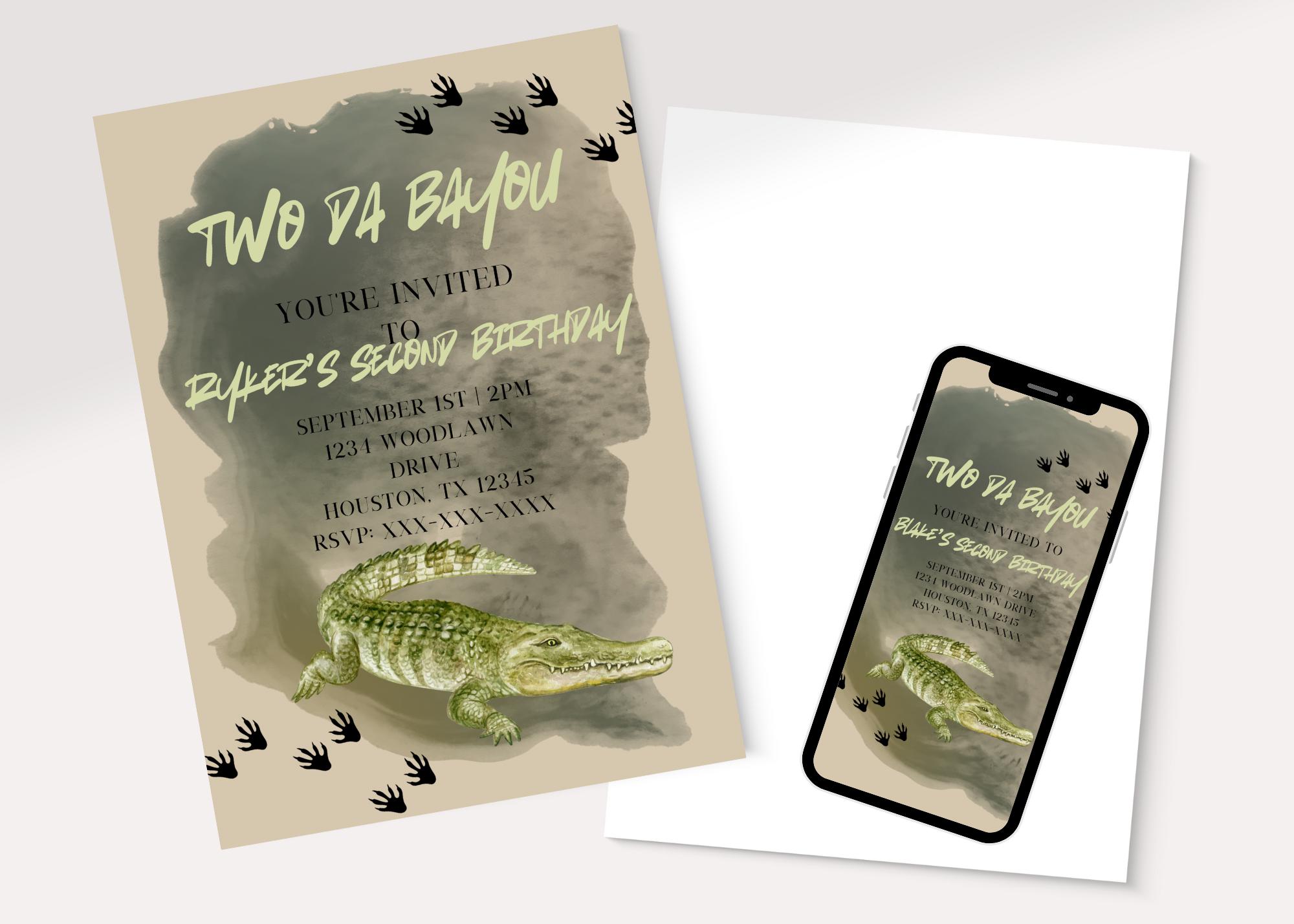 Two Da Bayou Second Birthday Party Invitation Template - Etsy