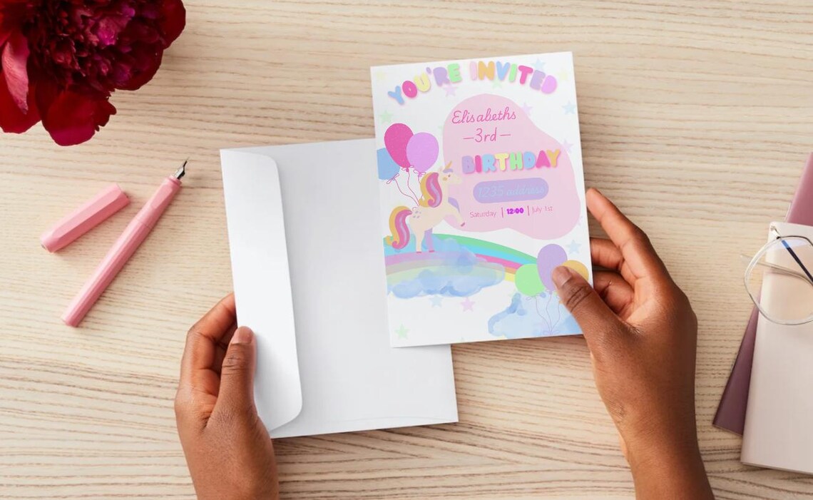Digital Unicorn Birthday Party Invitation - Etsy
