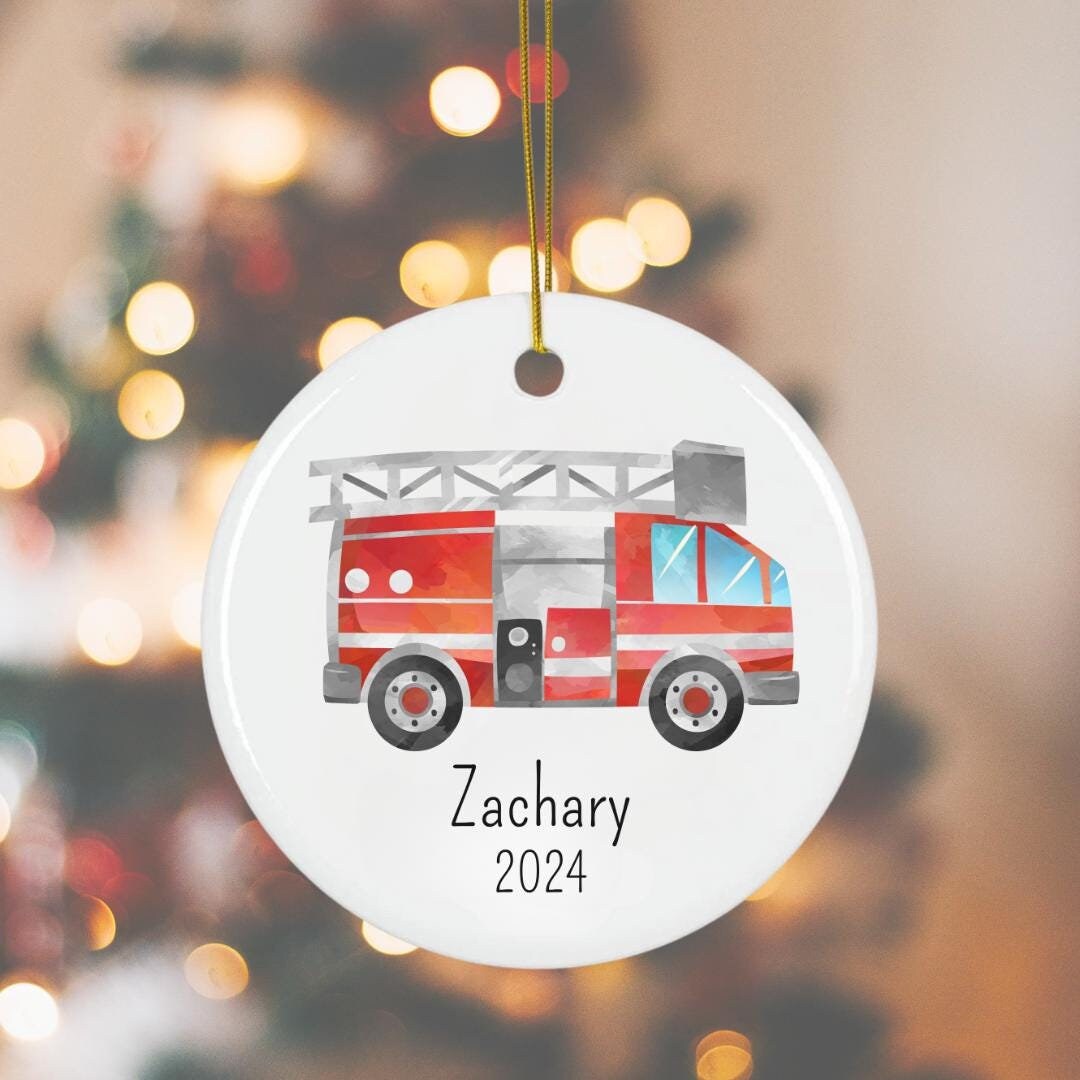 Personalized Firetruck Ornament - Kids Christmas Ornament, 2024 ...
