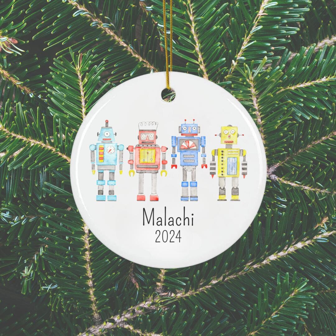 Personalized Robot Ornament - Kids Christmas Ornament, Robotics Gift ...