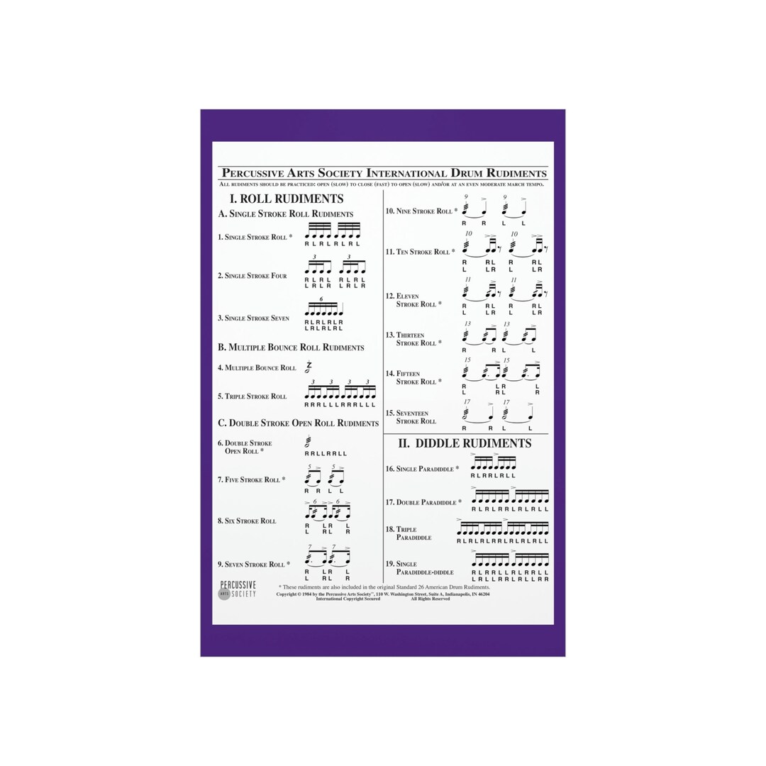 40 Drum Rudiments Part 1 Vertical Poster - Etsy