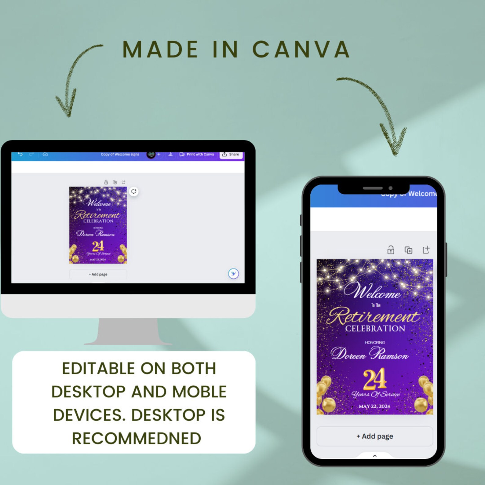 Welcome Sign | Retirement Party | Printable | Editable | Downloadable ...