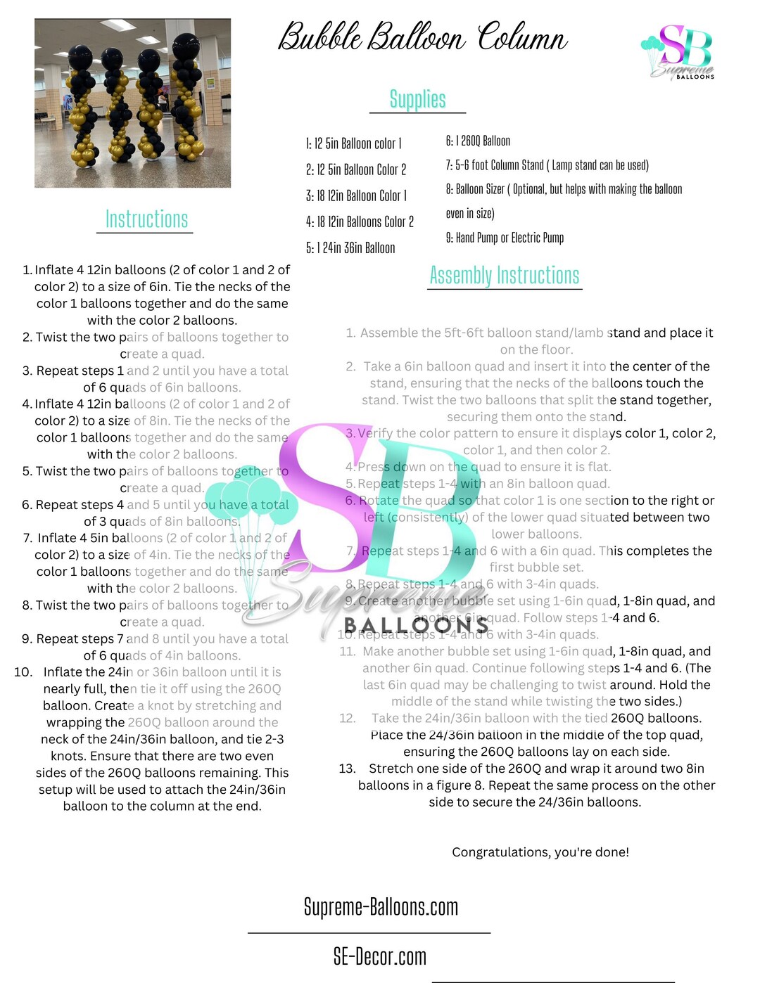 2 Color Bubble Balloon Column Instruction | Tutorial | Step by Step ...