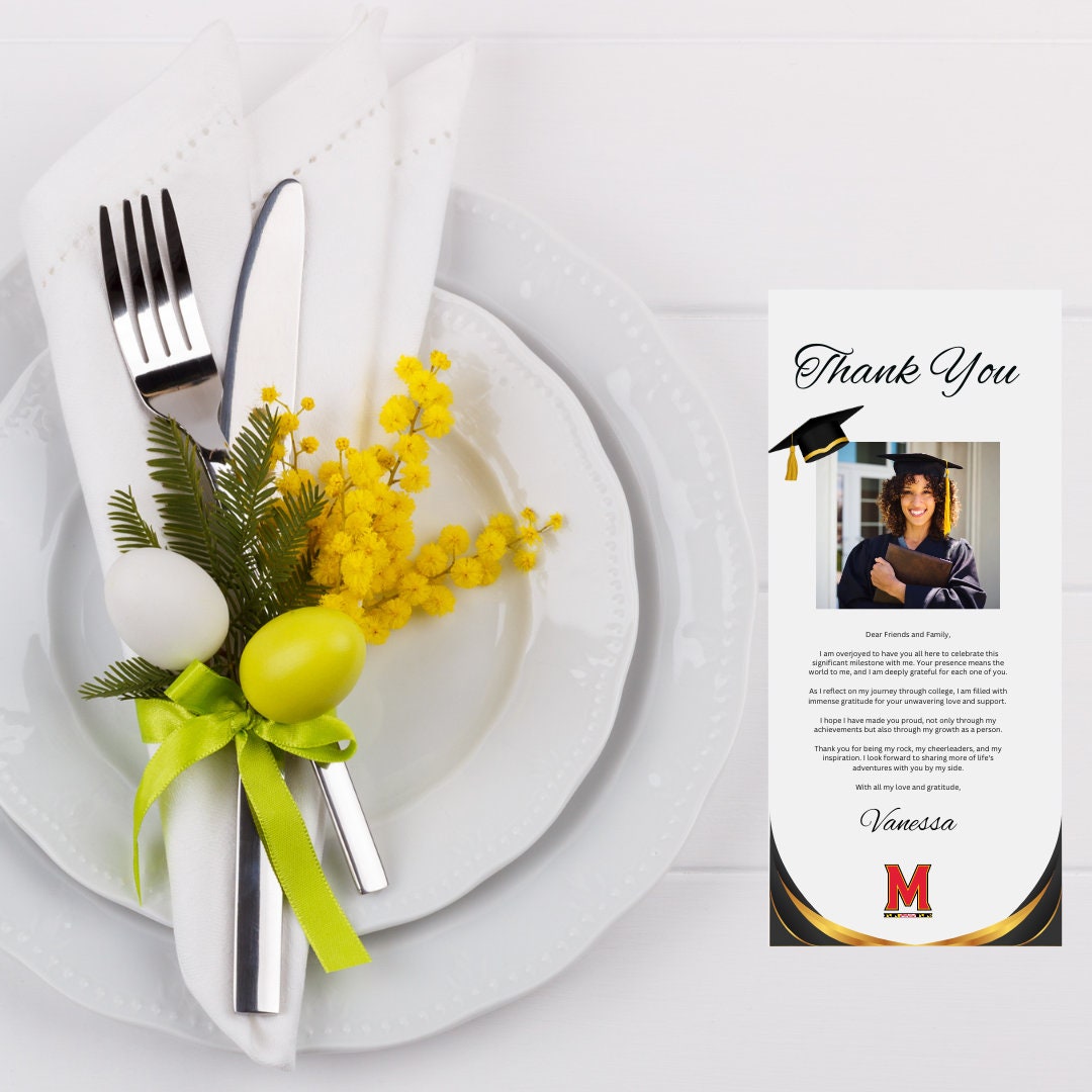Thank You Place Card | Graduation | Photo Napkin Note | Printable Thank ...
