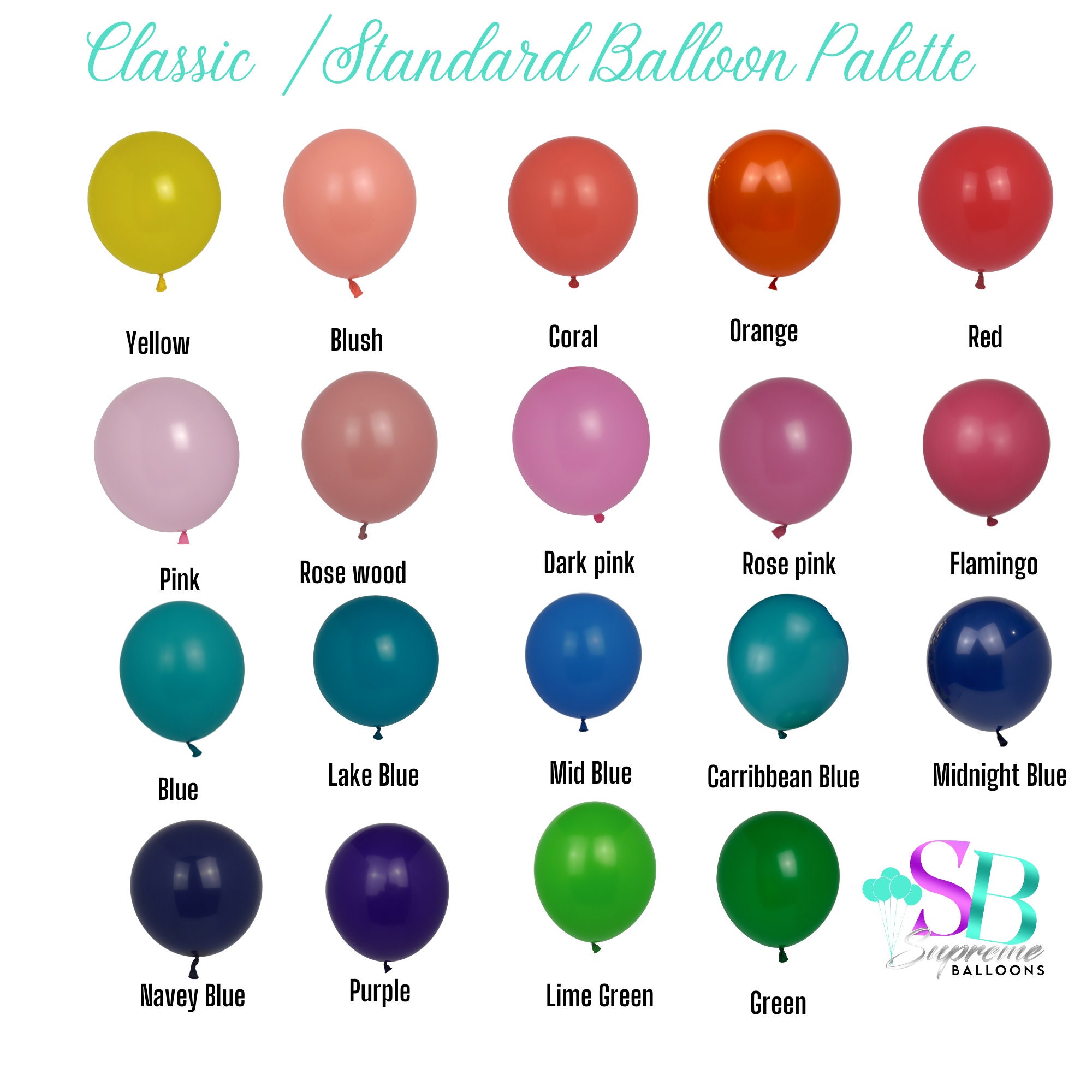 25 Classic / Standard Colored Balloons - Etsy