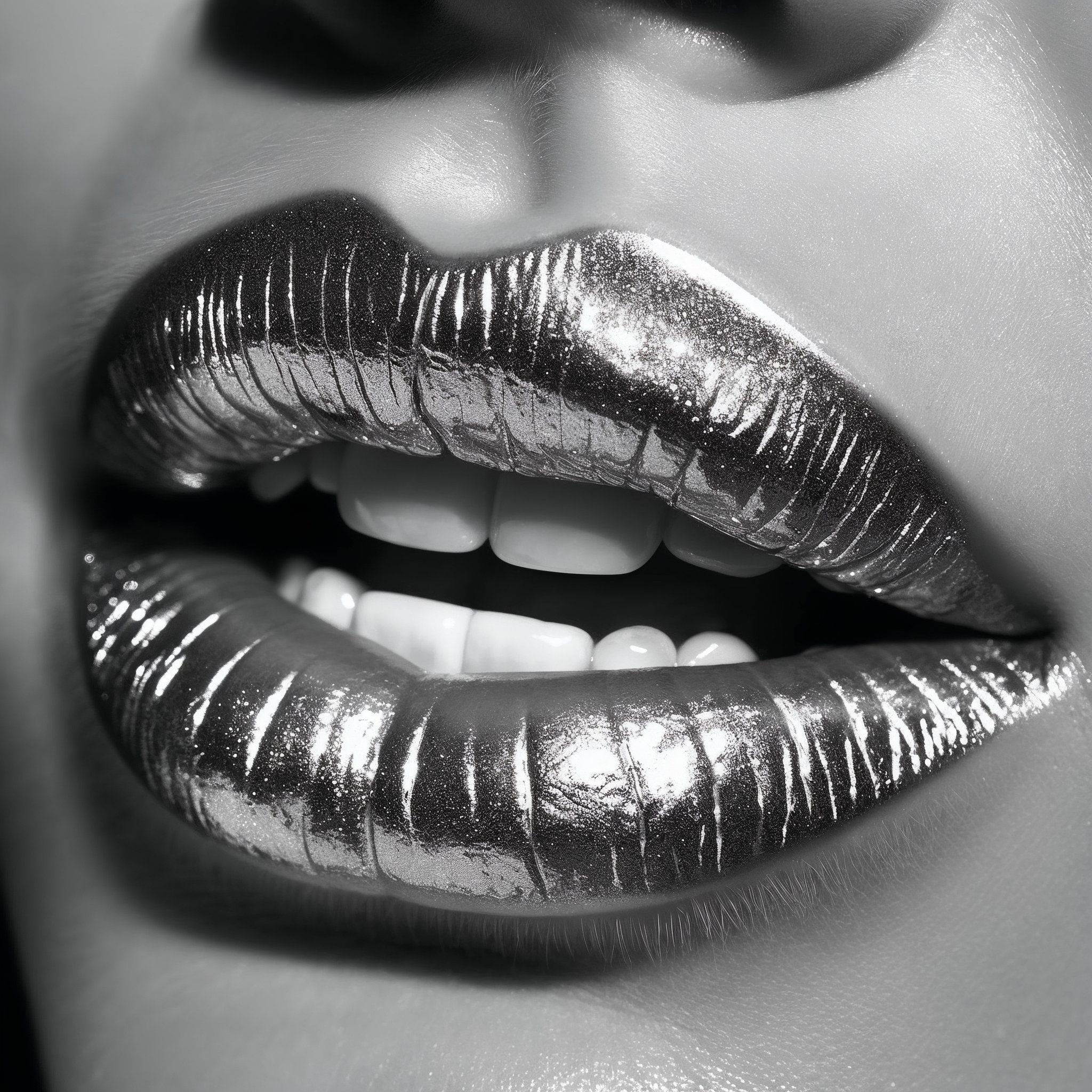 Chrome Plated Lips | Shiny | Woman | AI Artwork | Wall Art | Digital ...