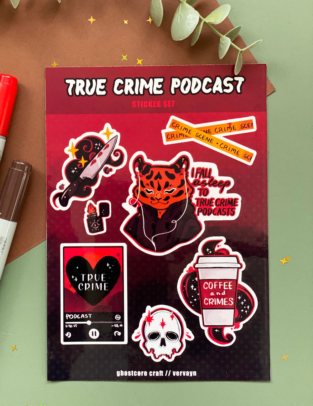 TRUE CRIME PODCAST Sticker Set - Sticker Sheet - True Crime - Crime ...
