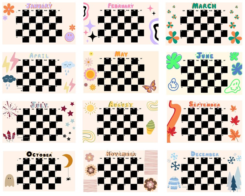 2023 Desktop Wallpaper Calendar Set - Etsy