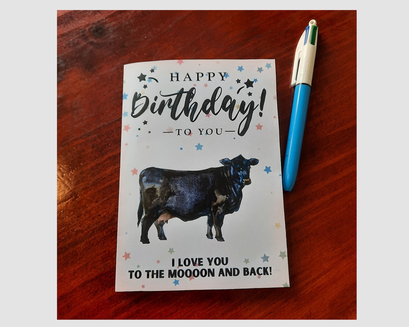 Happy Birthday Card - Funny Black Angus Cow Birthday Card - Digital ...