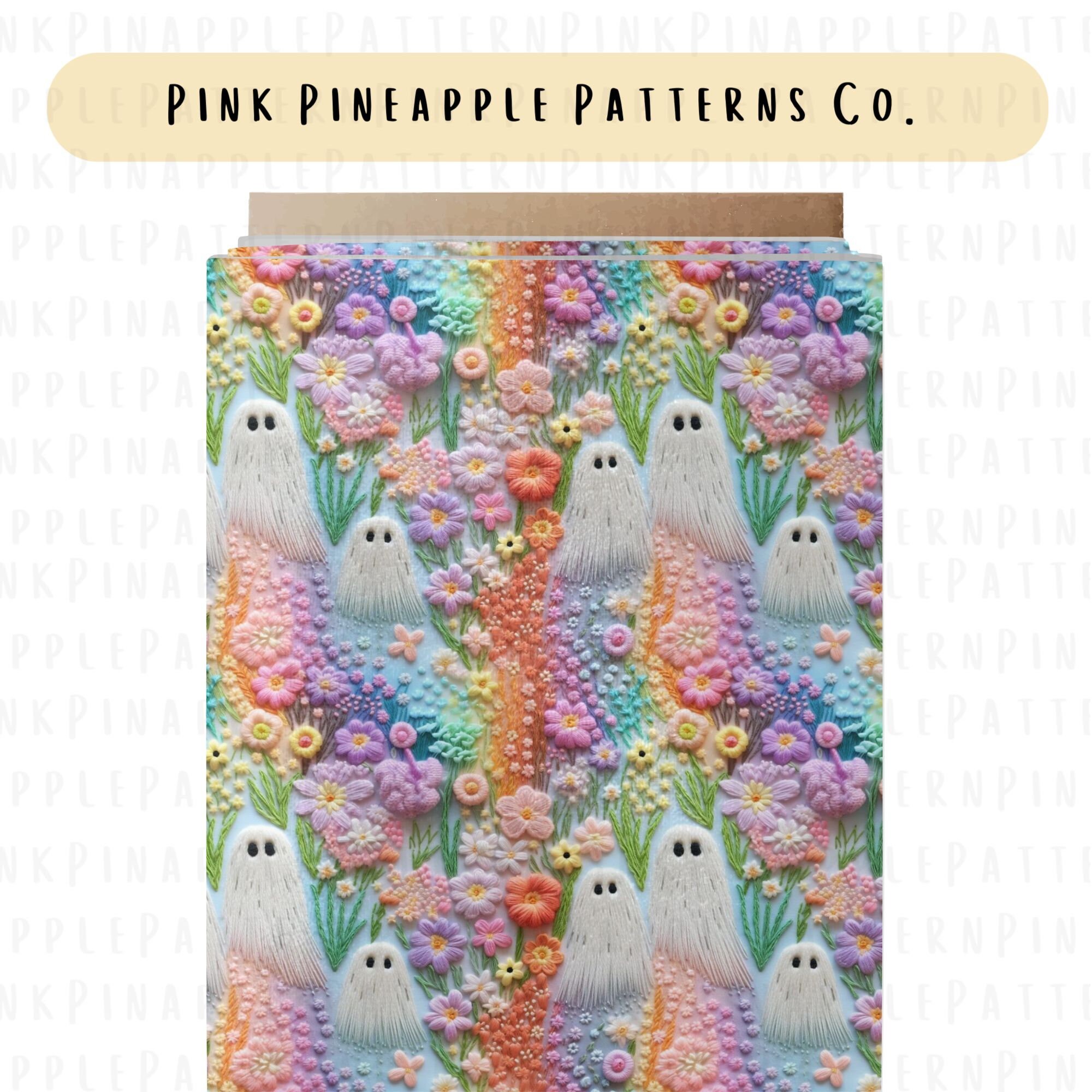 Pastel Ghost Embroidery Seamless Pattern, Seamless Embroidery, Ghost ...